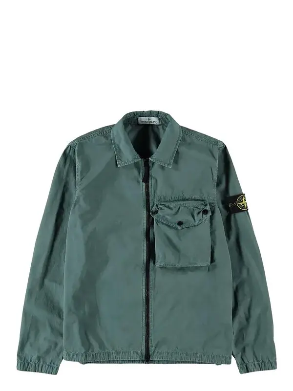 Stone Island Zip Pocket Overshirt 'petroleum - Blue