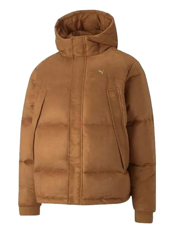 PUMA Faux Leather Down Jacket - Brown
