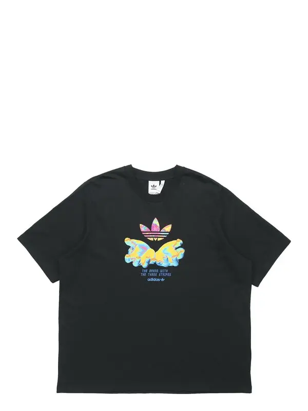Adidas Originals Graphic Tee Retro Pattern Printing Sports Short Sleeve - Black