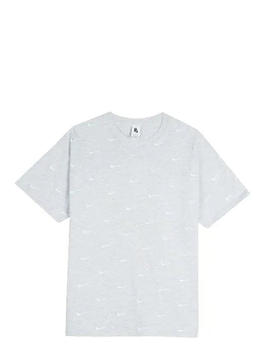 Nike Nrg Swoosh Logo Tee Full Print Logo Embroidered Short Sleeve Gray T-shirt - Grey