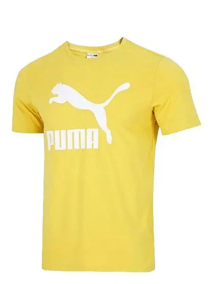 PUMA Classics Logo T-shirt 'yellow White - Yellow/white