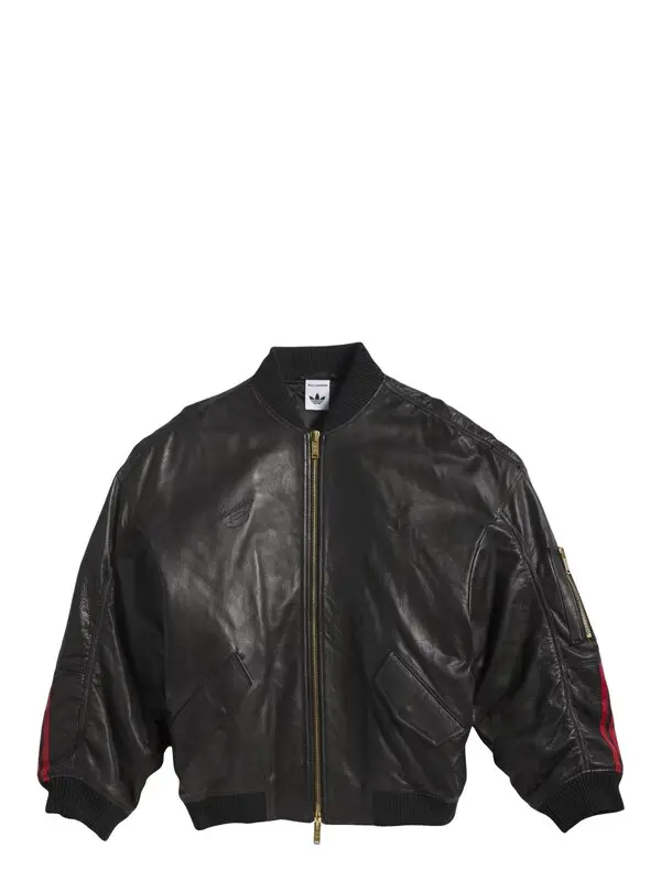 Adidas X Chavarria Leather Bomber Jacket - Black