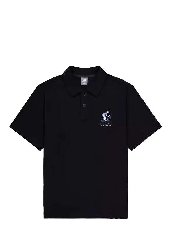 NEW BALANCE Graphic Polo Shirt - Black