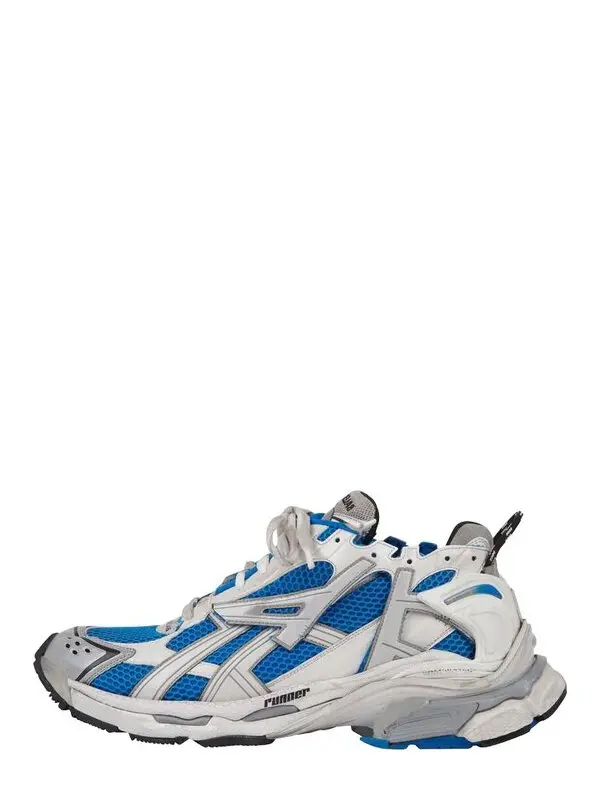 Balenciaga Runner Sneakers In Mesh And Nylon - White/grey/blue