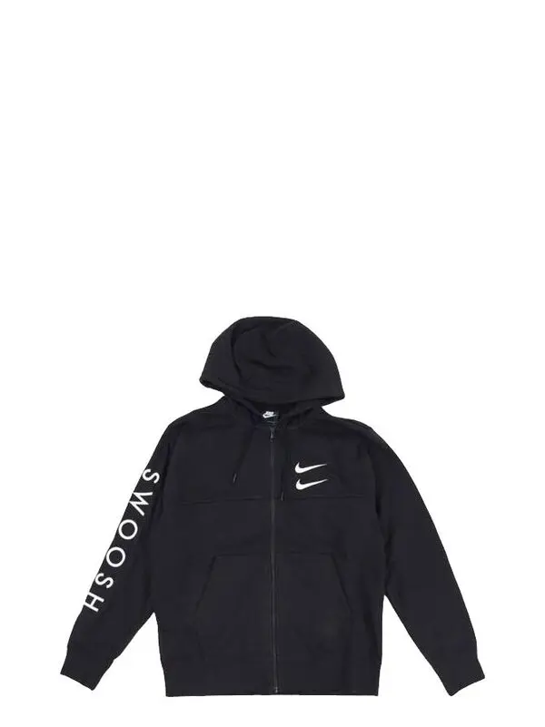 Nike Double Hook Embroidered Zipper Sport Hooded Jacket - Black/white