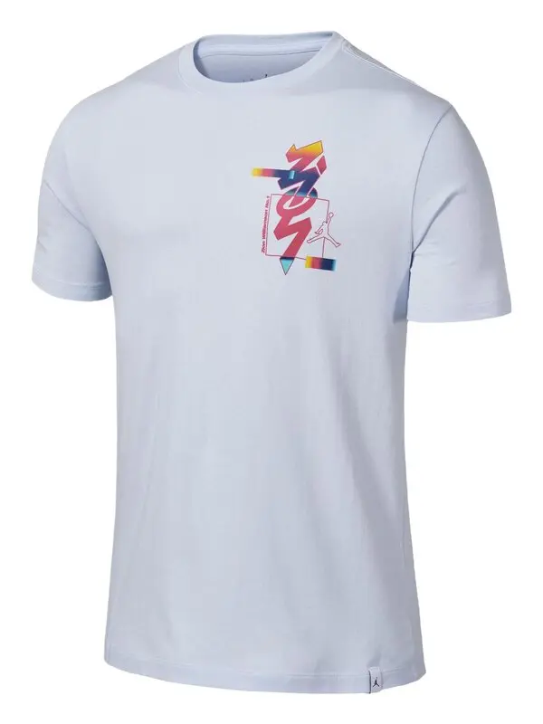 JORDAN X Zion Crossover Alphabet Printing Round Neck Short Sleeve White T-shirt - Multi-color