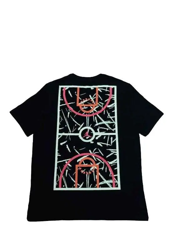 JORDAN Air Graffiti Basketball Sports Short Sleeve T-shirt - Black