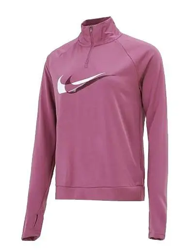 Nike Dri-fit Half-zip Long Sleeve Performance T-shirt - Dark Red