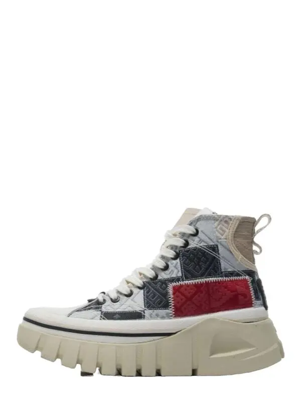 LI-NING High-top Patchwork Sneakers - White/grey