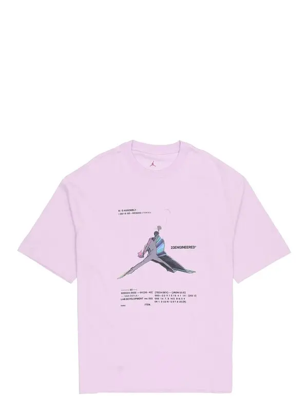 JORDAN 23 Engineered Casual Breathable Large Logo Printing Round Neck Short Sleeve Pink Purple - Default Color