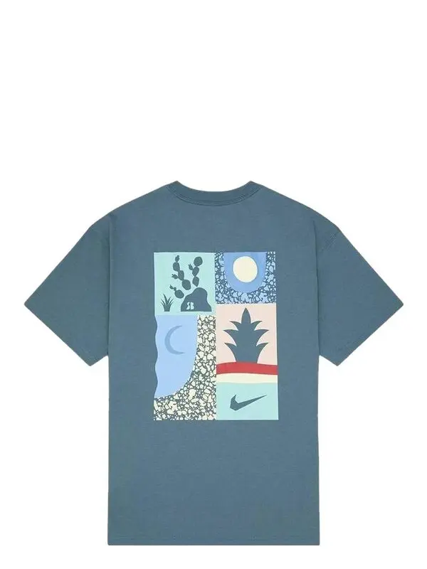 Nike Loose Alphabet Logo Geometry Pattern Printing Sports Short Sleeve Gray Green T-shirt - Multi-color