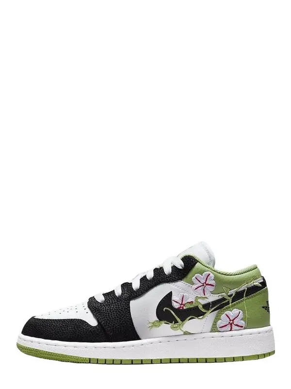 JORDAN 1 Low Se "floral - Black/white/green