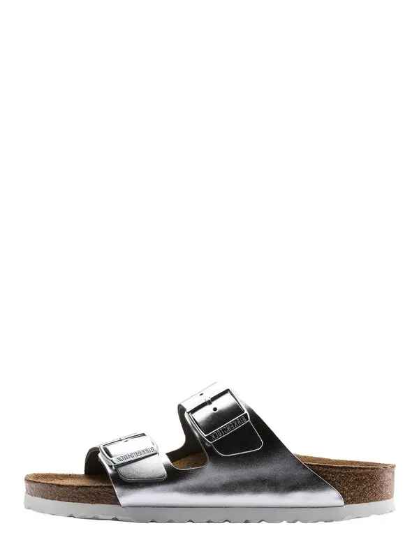 BIRKENSTOCK Arizona Soft Footbed Narrow Fit Metallic Sandals - Silver