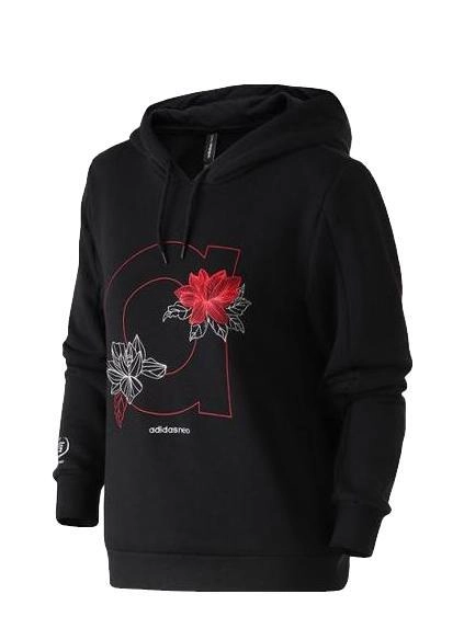 Adidas Neo Sweat Hoodie With Graphic Floral Detail - Black