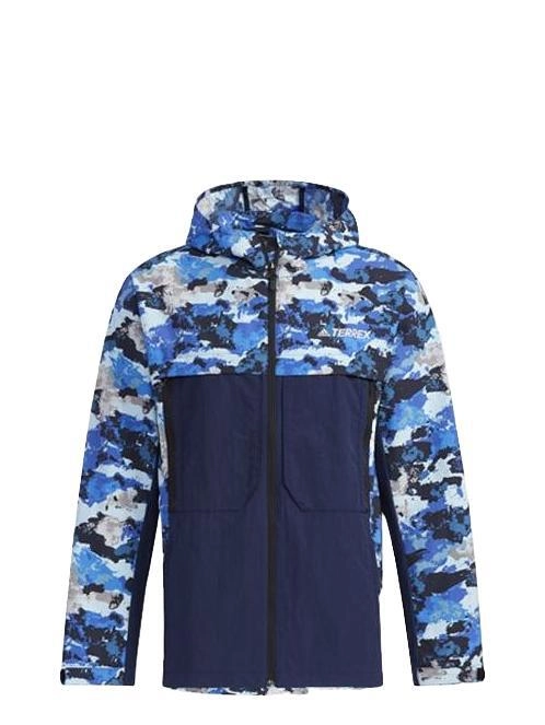 Adidas Camouflage Splicing Hooded Jacket - Blue