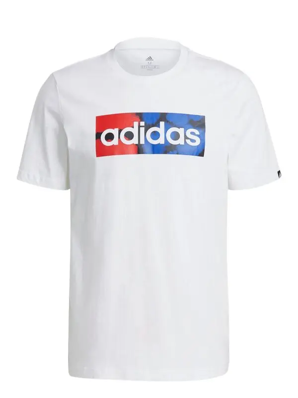 Adidas Alphabet Logo Printing Round Neck Pullover Short Sleeve White T-shirt - Multi-color
