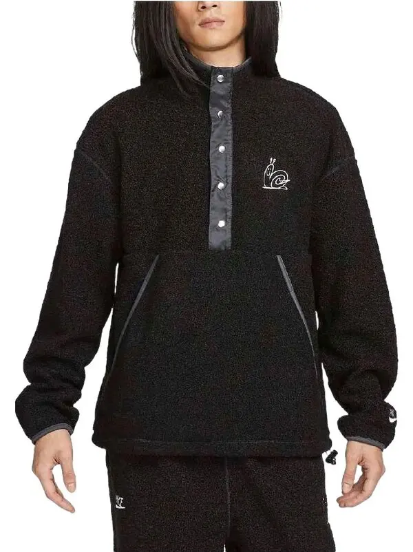 Nike Snap Button Fleece Pullover - Black