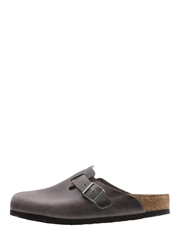 BIRKENSTOCK Boston Soft Footbed Oiled Leather Clogs - Grey