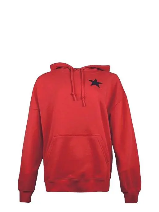 CONVERSE Logo Knit Hooded Drawstring Sweatshirt - Red