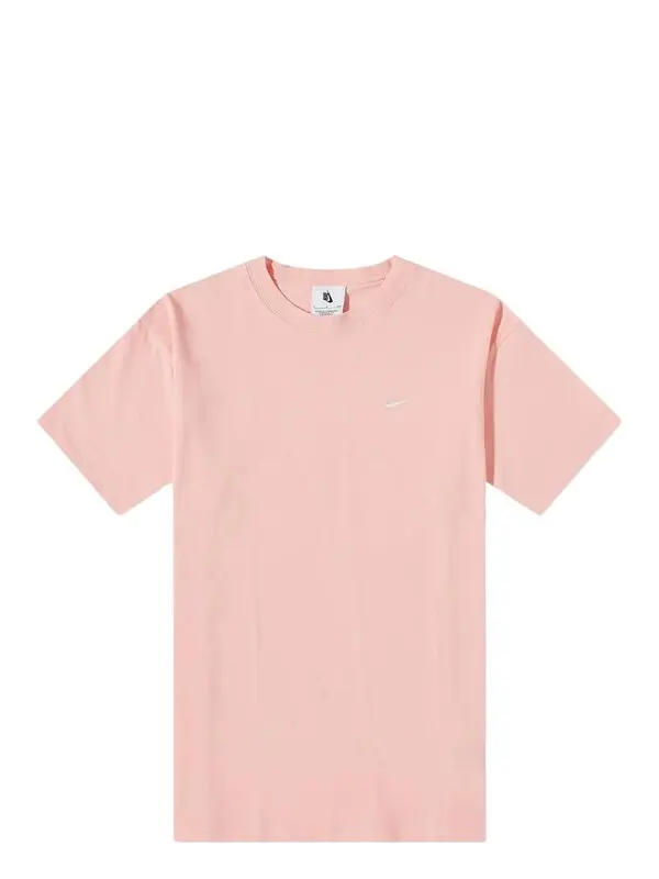 Nike Solid Color Cotton Embroidered Logo Round Neck Short Sleeve Pink T-shirt - Default Color