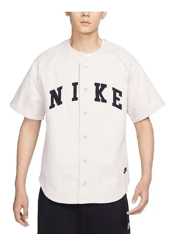 Nike Short Sleeve Button Baseball Shirt - White