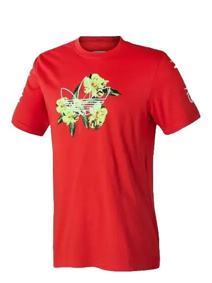 Adidas Originals Sports Round Neck Short Sleeve Pink Red - Pinkred