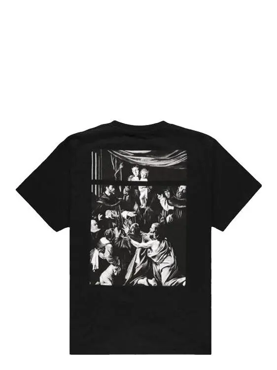 Off-White Ss20 Caravaggio Square Back Logo-print Loose Short Sleeve - Black