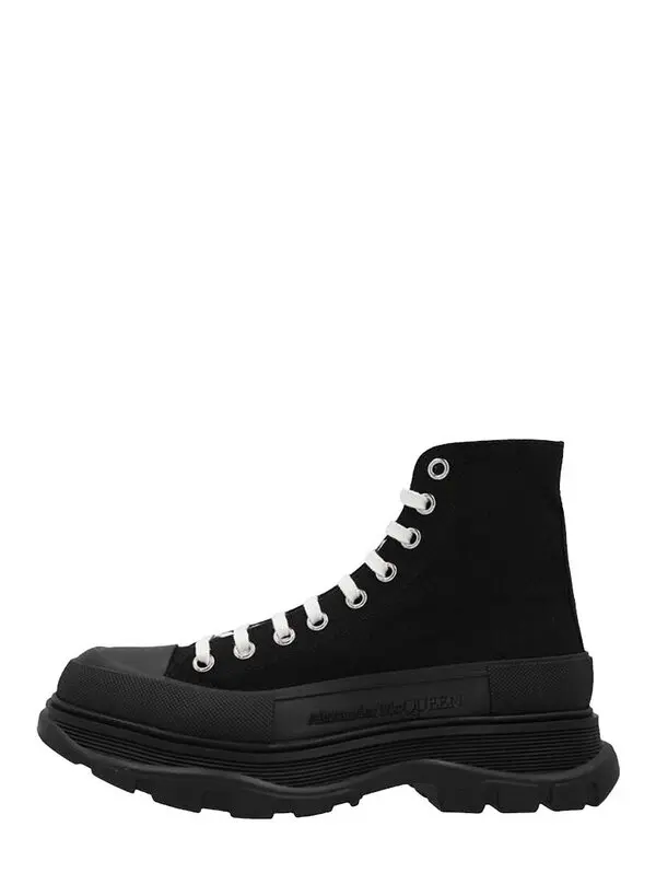 Alexander McQueen Tread Slick Canvas High Top Sneakers - Black/white