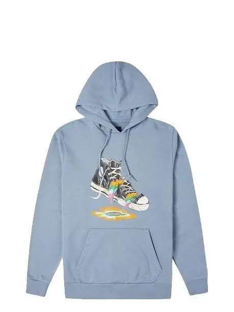 CONVERSE Paint Drip Graphic Pullover Hoodie - Vintage Blue
