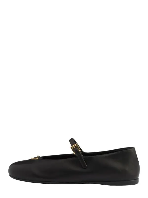 Prada Nappa Leather Ballerinas With Buckle Strap - Black