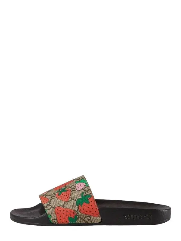 Gucci Strawberry Slide Sandals - Black