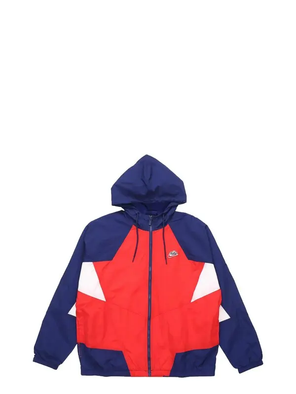 Nike Heritage Windrunner Splicing Hooded Woven Logo Jacket - Redblue