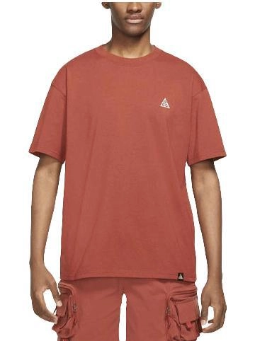 Nike X Sports Solid Color Round Neck Short Sleeve Red Brown T-shirt - Default Color