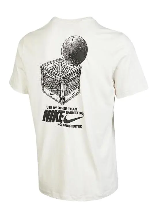 Nike Logo Pattern Printing Round Neck Short Sleeve White T-shirt - Multi-color