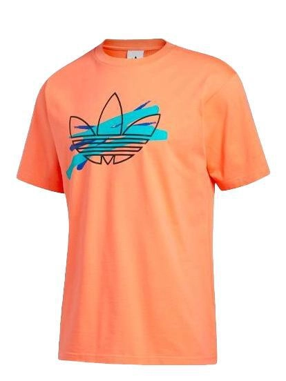 Adidas Originals Logo Printing Sports Round Neck Short Sleeve - Orange
