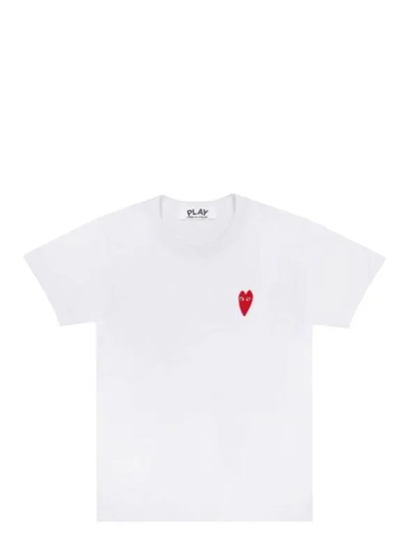 Play Comme Des Garcon Red Heart Logo T-shirt - White