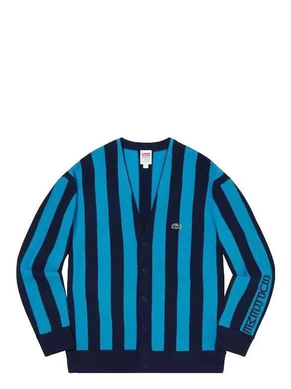 Supreme X Lacoste Striped Cardigan - Blue
