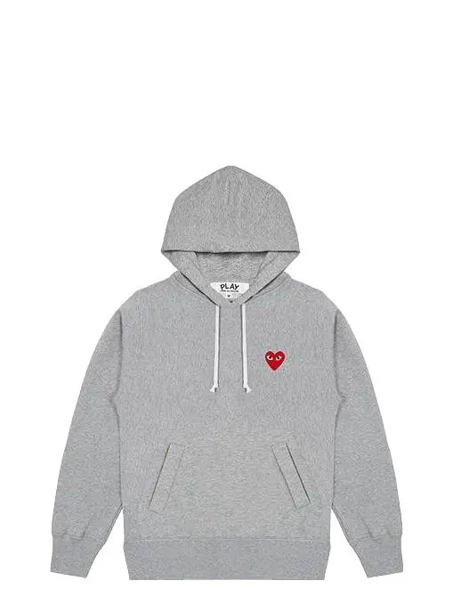 Play Comme Des Garcon Red Love Logo Hoodie - Grey