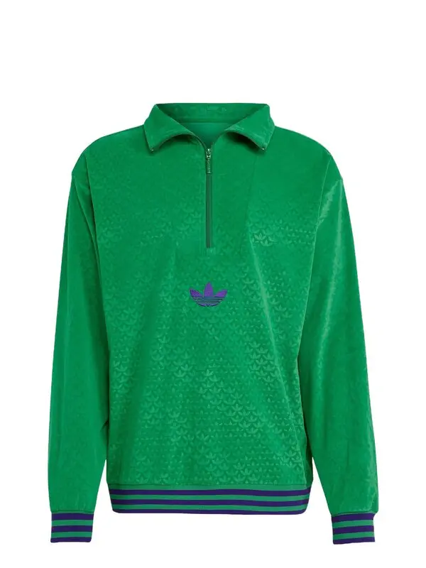 Adidas Originals Funnel Velour Logo Quarter-zip Sweatshirt - Default Colorway