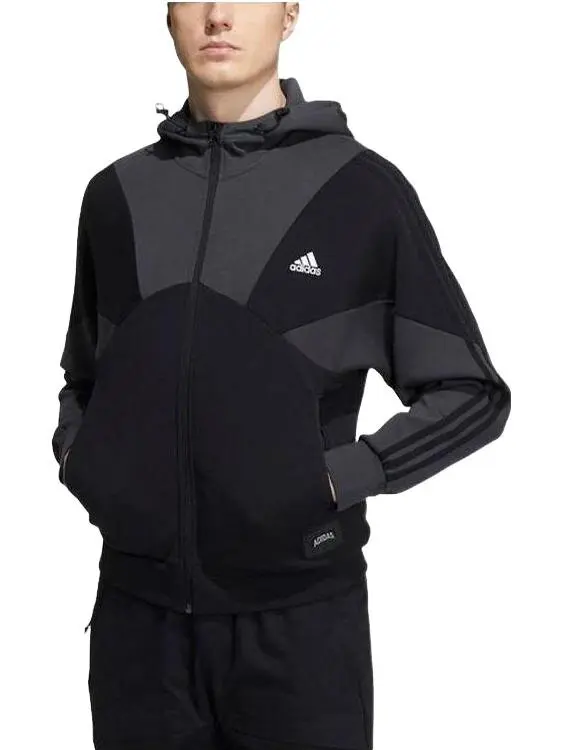 Adidas Casual Sports Hooded Splicing Jacket - Multi-color