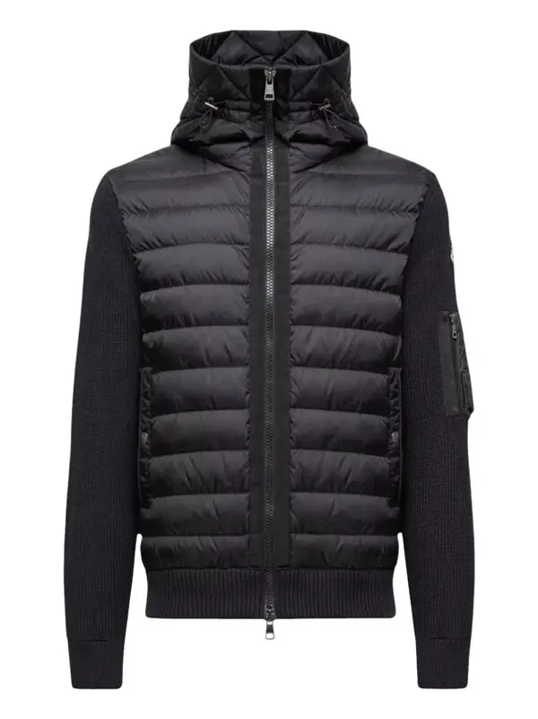 Moncler Padded Wool Zip-up Hoodie - Black