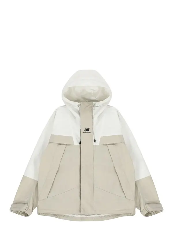 NEW BALANCE Logo Embroidered Colorblock Hooded Jacket - White