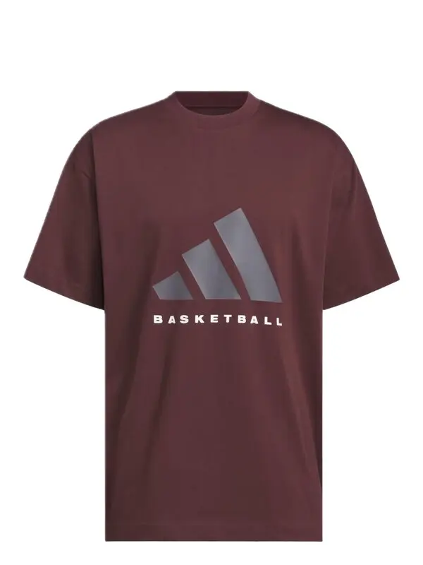 Adidas Basketball T-shirt Asia Sizing 'burgundy - Aurora Ruby/brown