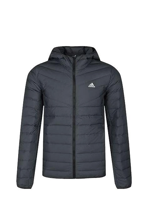 Adidas Hooded Down Jacket With Logo - Black