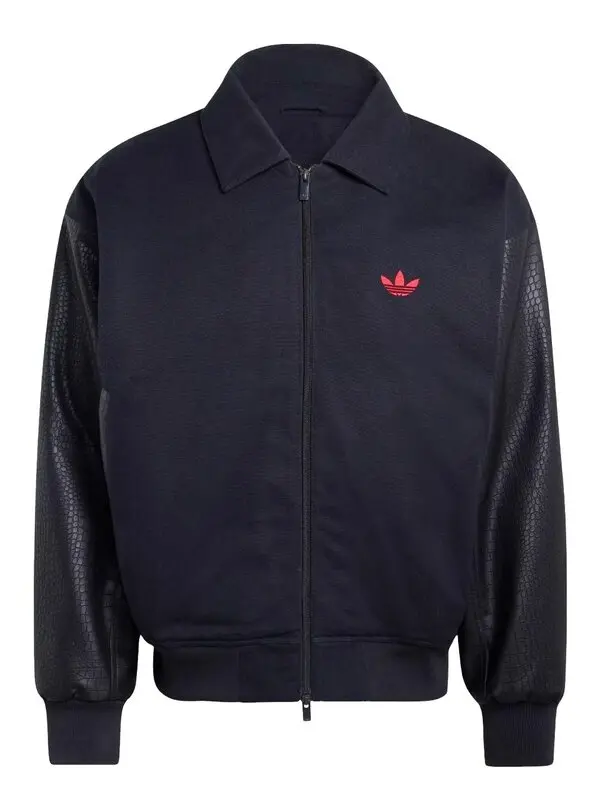 Adidas Bomber Jacket With Textured Sleeves - Black