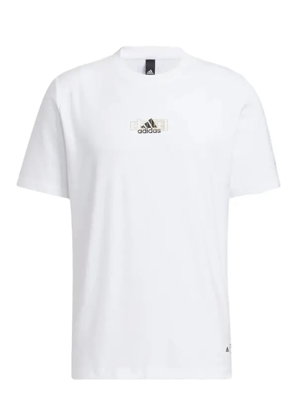 Adidas Solid Color Logo Breathable Round Neck Short Sleeve White - Multi-color