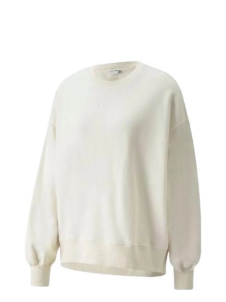 PUMA Logo Embroidery Round-neck Sweatshirt - Tan
