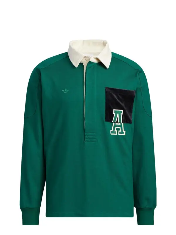 Adidas Anti University Long Sleeve Rugby Polo Shirt - Green