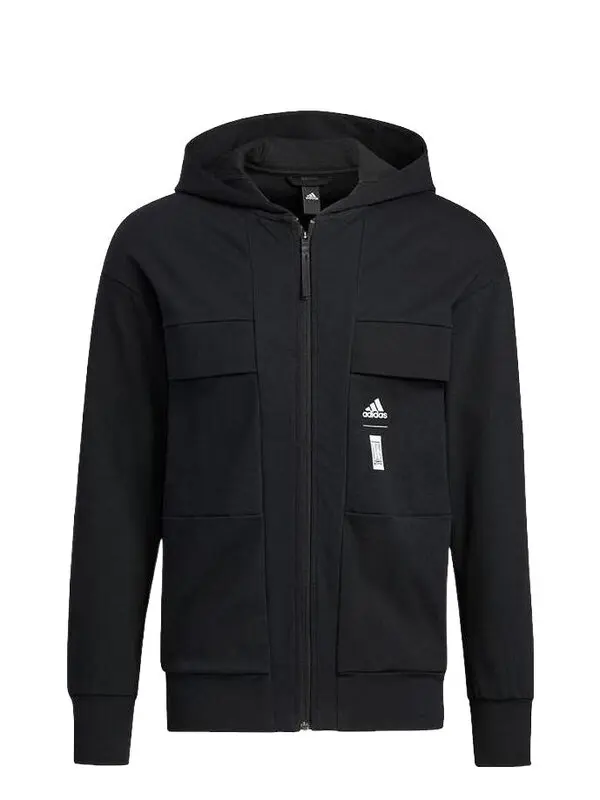 Adidas Solid Color Knit Hooded Jacket - Multi-color