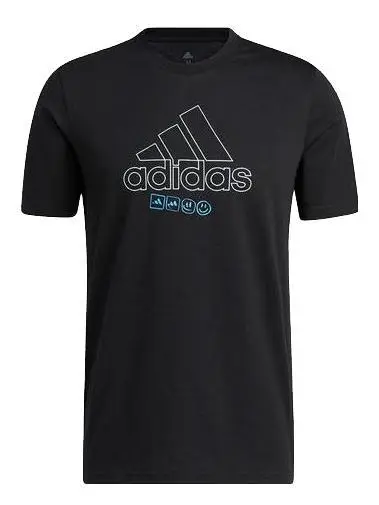 Adidas Minimalistic Alphabet Large Logo Printing Athleisure Casual Sports Round Neck Short Sleeve Black T-shirt - Multi-color